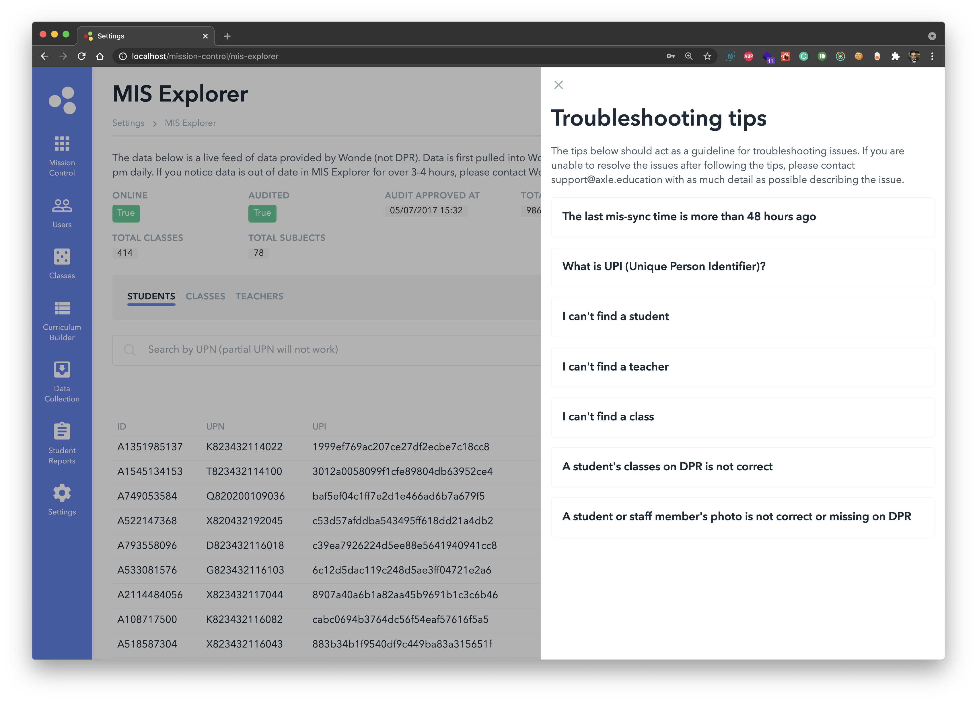 MIS Explorer – Axle Education